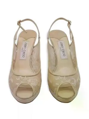 JIMMY CHOO Leather Lace Slingback Pumps