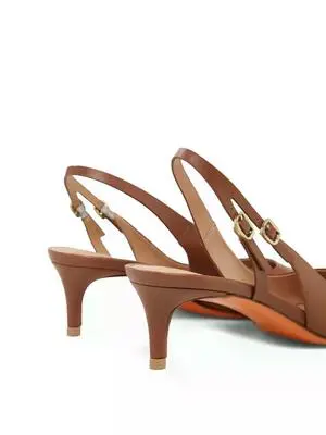 Santoni Audrey Pointed-toe Slingback Pumps - Brown