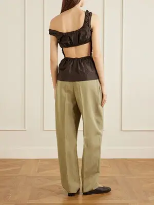 Bottega Veneta Gathered Paneled Silk-taffeta Tank - Brown