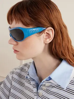 Miu Miu Rounded-frame Acetate Sunglasses - Blue