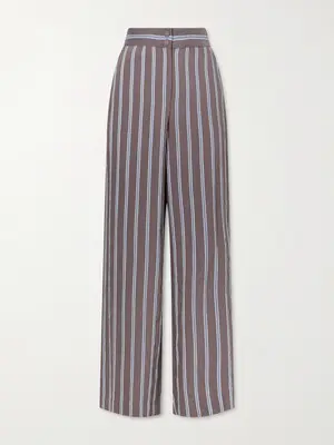 Veronica Beard Striped Wide-leg Pants - Brown