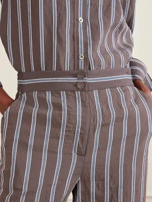 Veronica Beard Striped Wide-leg Pants - Brown