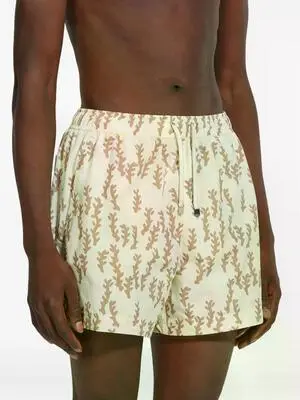Zegna Leaf-print Swim Shorts - Neutrals