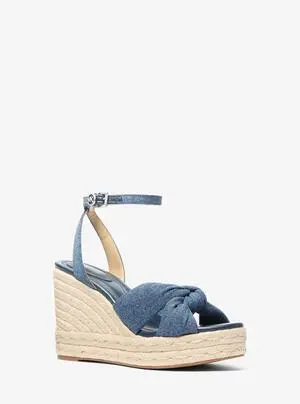 Michael Kors Elena Denim Wedge Sandal - Blue