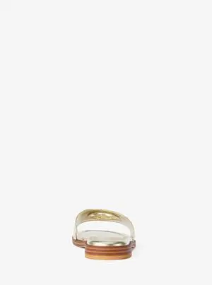 Michael Kors Carissa Crackled Metallic Slide Sandal - Gold