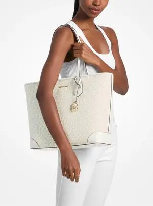 Michael Kors Eva Large Signature Logo Tote Bag - Natural