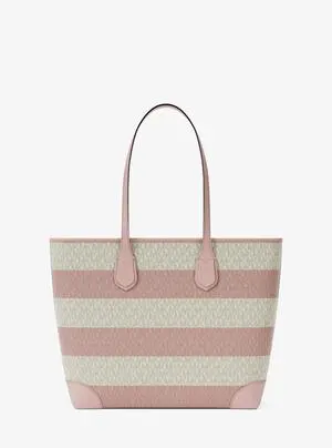 Michael Kors Eva Large Striped Signature Logo Tote Bag - Pink