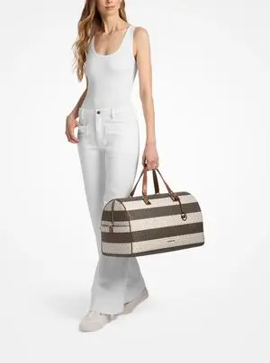 Michael Kors Grayson Extra-large Striped Signature Logo Weekender Bag