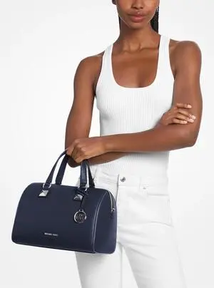 Michael Kors Grayson Medium Pebbled Leather Duffel Crossbody Bag - Blue