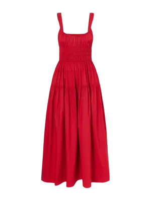 DÔEN Organic Cotton-poplin Midi Dress - Red