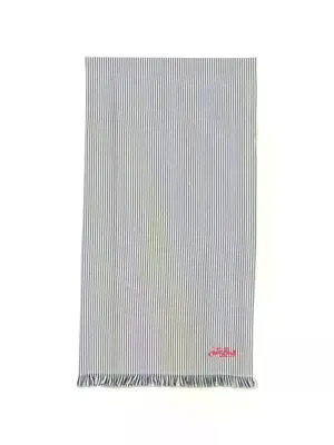 MC2 SAINT BARTH Foutas Seersucker Stripe-pattern Embroidered Beach Towel - Blue