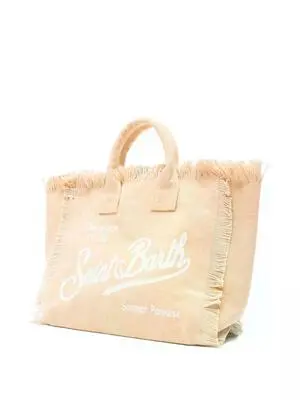 MC2 SAINT BARTH Colette Frayed Logo-print Tote Bag - Neutrals