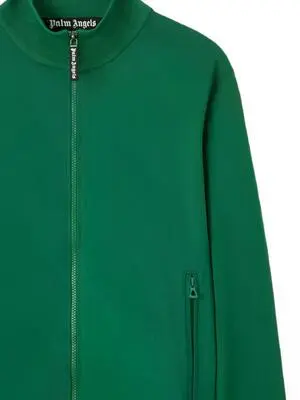 Palm Angels Curved Logo Zip-up Sweater - Green