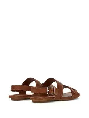 Hogan Leather Flat Sandals - Brown