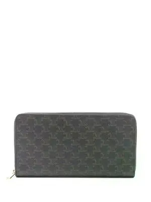 Celine 2010-2026 Triomphe Coated Canvas Wallet Long Wallets - Black