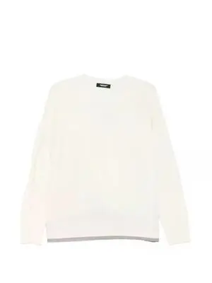 Undercover Checked-trim Sweater - Neutrals