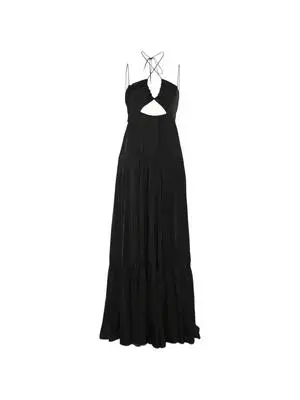 Patrizia Pepe Maxi Cut-out Satin Dress - Black