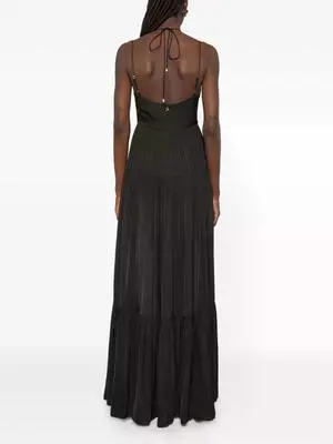 Patrizia Pepe Maxi Cut-out Satin Dress - Black