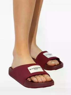 Givenchy Logo-patch Slides - Red