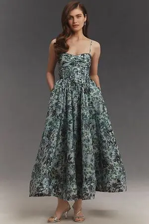 Bhldn Floral Bustier Midi Dress