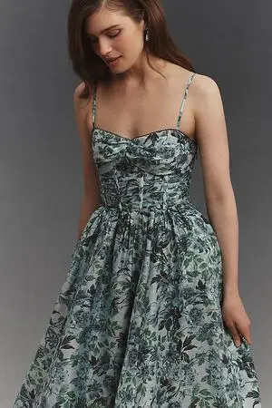 Bhldn Floral Bustier Midi Dress
