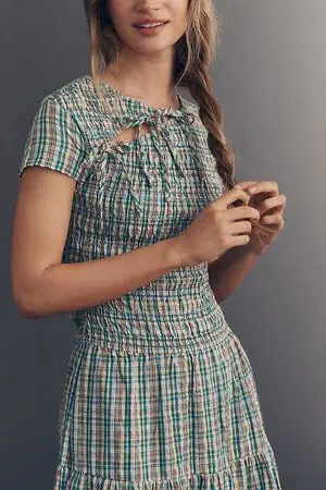 DAMSON MADDER Cotton Smocked Midi Dress - Multi
