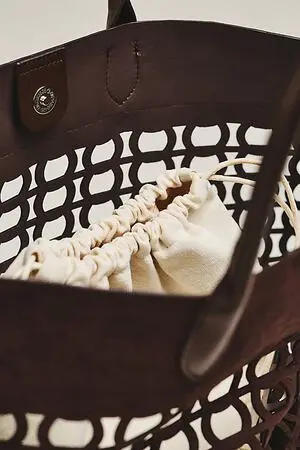 Anthropologie Perforated Slouchy Faux Suede Tote