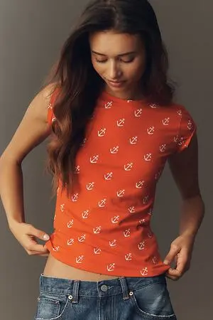 Maeve Jane Tee With Anchor Print - Red