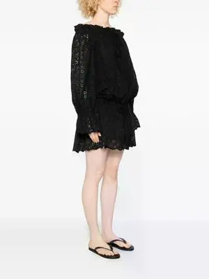 LES FILLES D'EVA Ruffled Lace Mini Dress - Black
