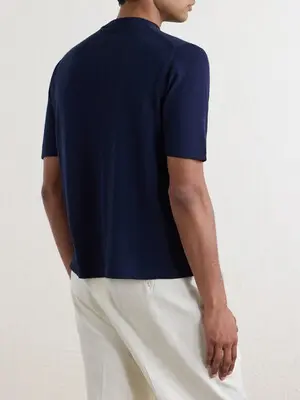 DE PETRILLO Knitted Cotton T-shirt - Blue