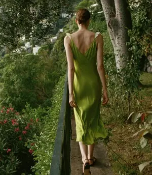 HMD Claire Silk Satin Dress - Chartreuse