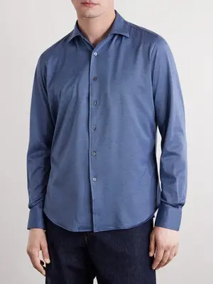 Canali Cotton And Lyocell-blend Shirt - Blue