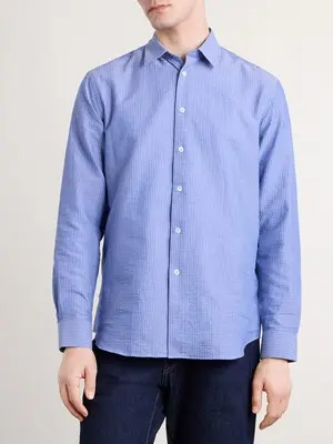 Paul Smith Striped Cotton-seersucker Shirt - Blue