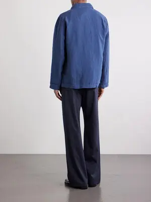 Hartford Perry Linen And Cotton-blend Woven Jacket - Blue
