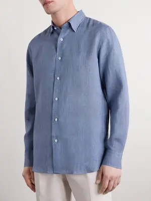 Brioni Button-down Collar Linen Shirt