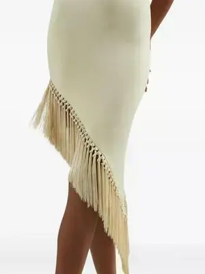 TALLER MARMO One-shoulder Fringe-trim Midi Dress