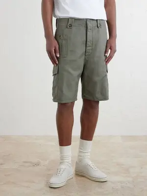 Brunello Cucinelli Straight-leg Cotton And Linen-blend Canvas Bermuda Shorts - Green