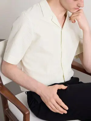 Paul Smith Camp-collar Striped Cotton-seersucker Shirt