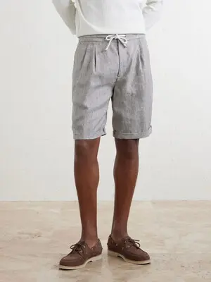 Brunello Cucinelli Hemp And Linen-blend Drawstring Bermuda Shorts - Gray