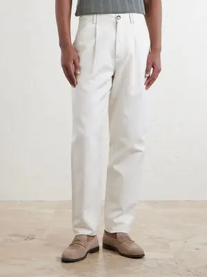 Brunello Cucinelli Slim-fit Cotton And Linen-blend Trousers - Neutrals