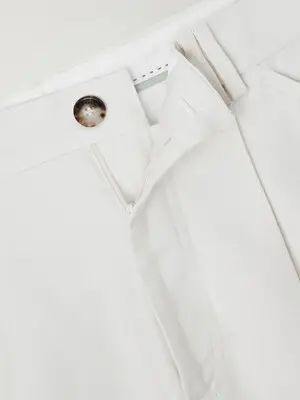 Brunello Cucinelli Slim-fit Cotton And Linen-blend Trousers - Neutrals