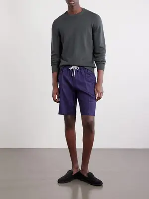 Fedeli Alfa Straight-leg Linen Shorts - Blue