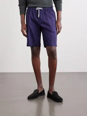 Fedeli Alfa Straight-leg Linen Shorts - Blue