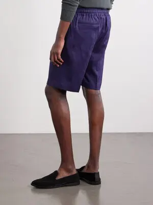 Fedeli Alfa Straight-leg Linen Shorts - Blue