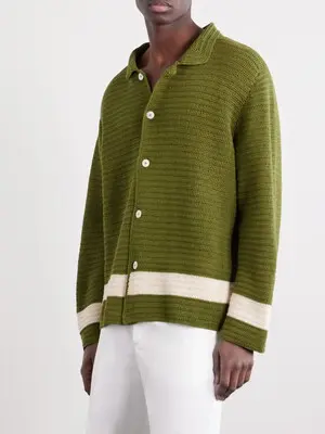 BODE Marsh Striped Crocheted Cotton Shirt