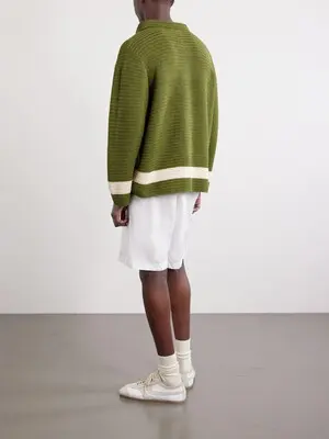 BODE Marsh Striped Crocheted Cotton Shirt