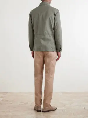 Brunello Cucinelli Cotton And Linen-blend Jacket - Green