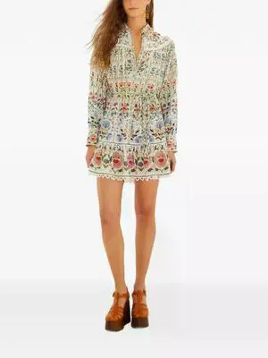 Farm Rio Floral Print Mini Dress - Neutrals