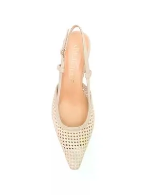 JULIE DEE Woven Slingback Pumps - Neutrals