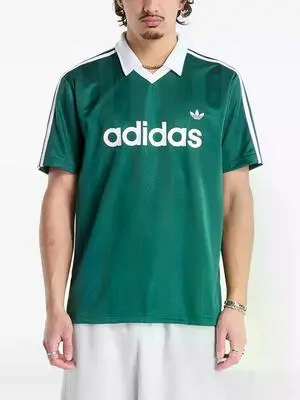 Adidas Archive Collar T-shirt With Stripes - Green